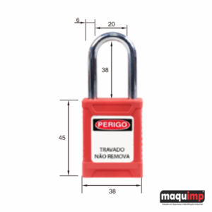 Cadeado com haste em aço inox com corpo em plástico